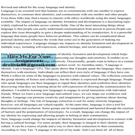 Revised and edited for the essay language and identityLanguage is .pdf | Free Download