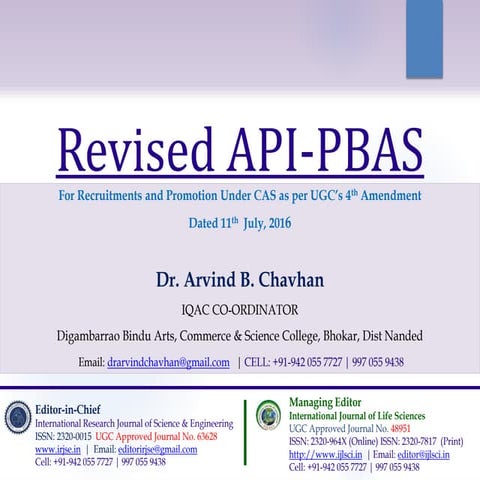 Revised api pbas as per ugc | PPTX | College Education | Education
