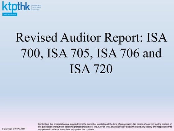 Audit reporting ISA 700 | PPT