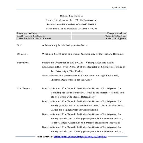 Revised Biodata (Edition April 2012) | PDF