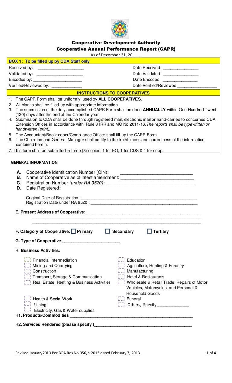 Revised CAPR Form 2012