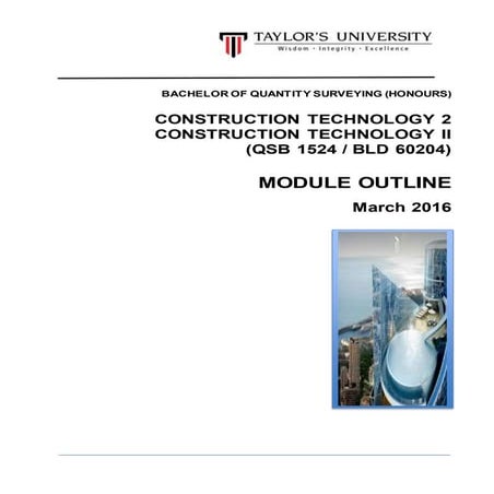 SEMESTER 3 : BUILDING CONSTRUCTION 2 MODULE OUTLINE | PDF