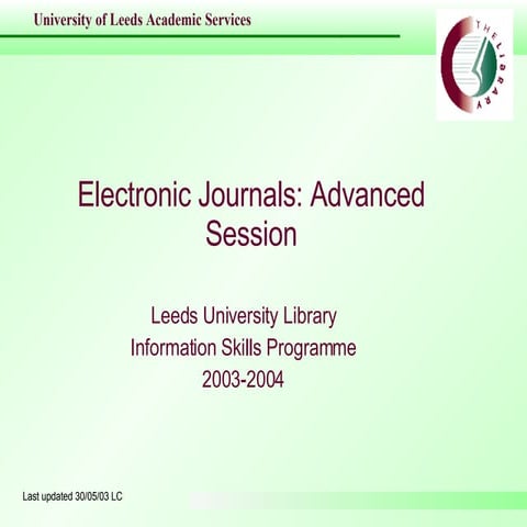 E-journals: advanced session | PPT