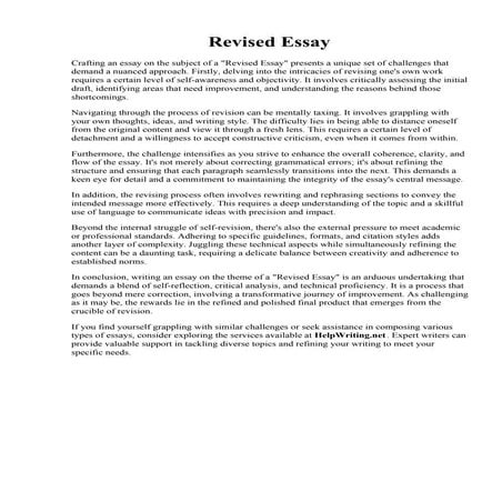 Revised Essay. revised essay. Definition Essay: Samples of ...