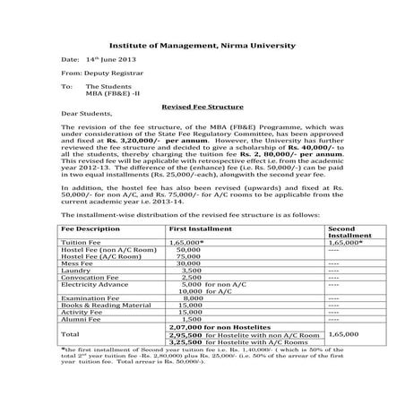 Revised fee structure fbe | DOC