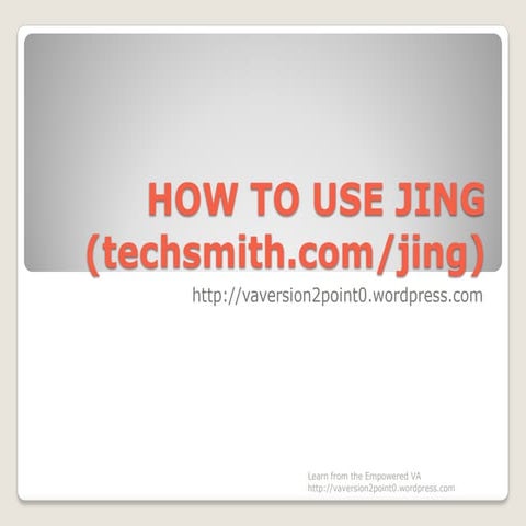 How to use Jing (Techsmith) | PDF