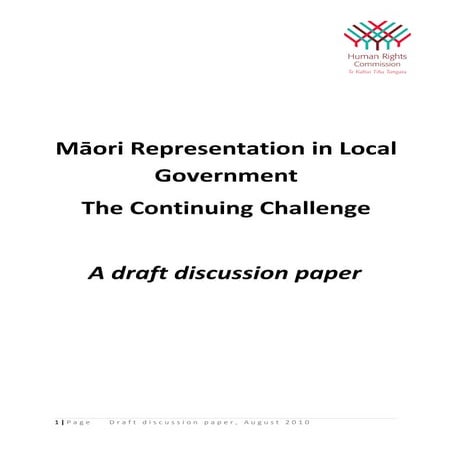Maori Representation in Local Government - Paper for discussion | DOC