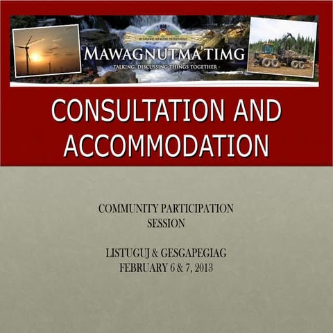 Community Consultation Mesgi’g Ugju’s'n Wind Farm