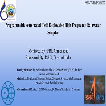 PROGRAMMABLE AUTOMATED FIELD DEPLOYABLE HIGH FREQUENCY RAINWATER ...