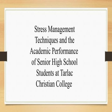 REVISED RESEARCH STUDY on stress management | PPT