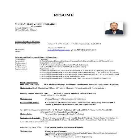 Revised resume muhammad yousuf shaikh | DOCX