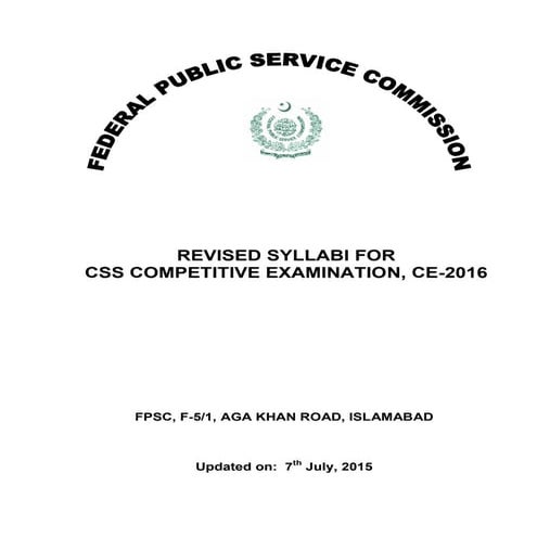 CSS Syllabus 2016 | PDF