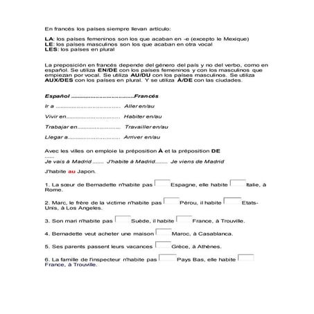 Les prepositions de lieu et les noms des pays et des villes | PPTX