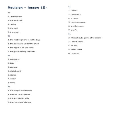 Revision - answer key | DOC