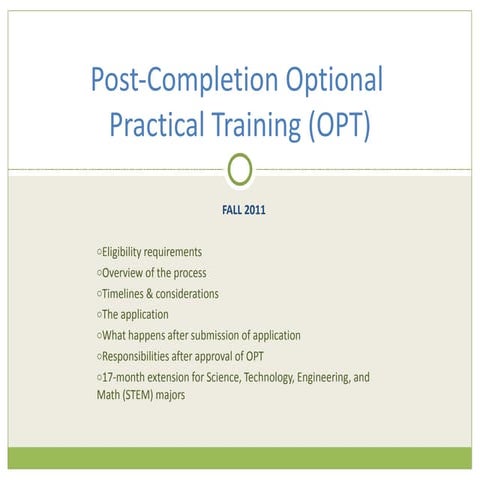OPT Training | PPT