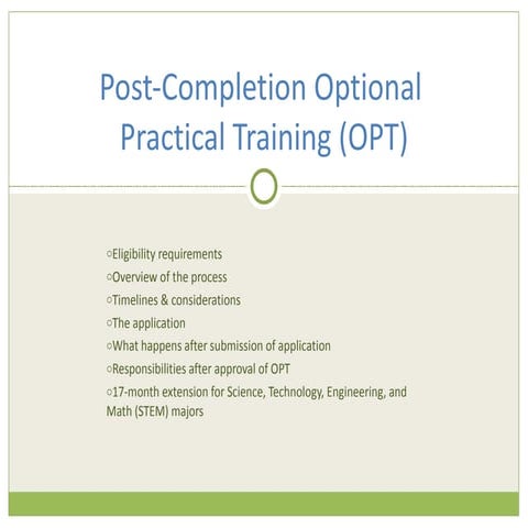 Post Completion OPT | PPT