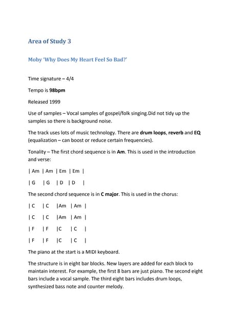 Revision Area of Study 1 | DOCX | Classical Music | Music