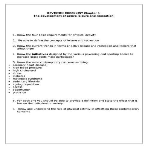 Revision checklist chapter 1 | DOC