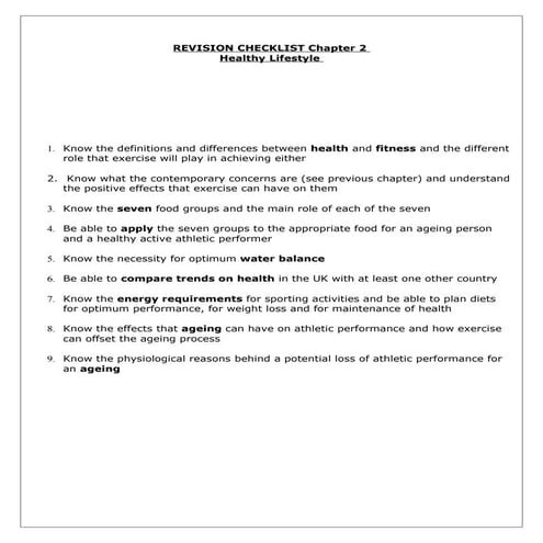 Revision checklist chapter 2 | PDF