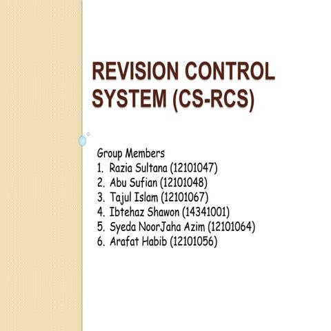 Revision control system (RCS) | PPTX | Operating Systems | Computer ...