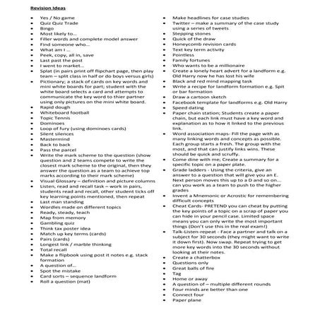 Revision ideas | PDF