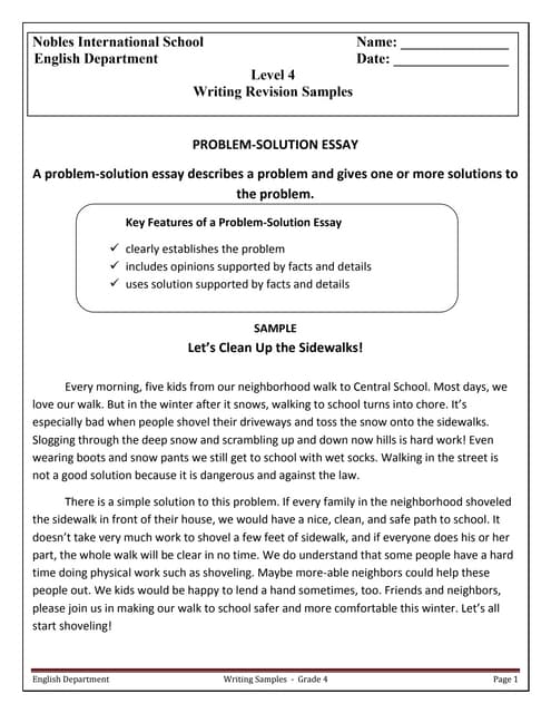 Problem Solution Essay | PPTX