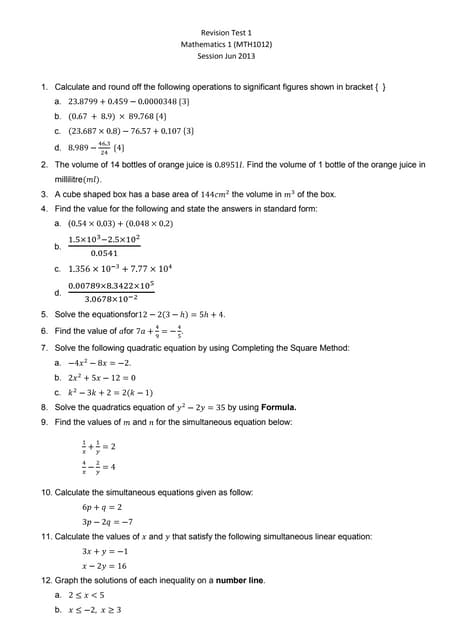 Chapter 2 : EQUATIONS AND INEQUALITIES | PPTX | Physics | Science