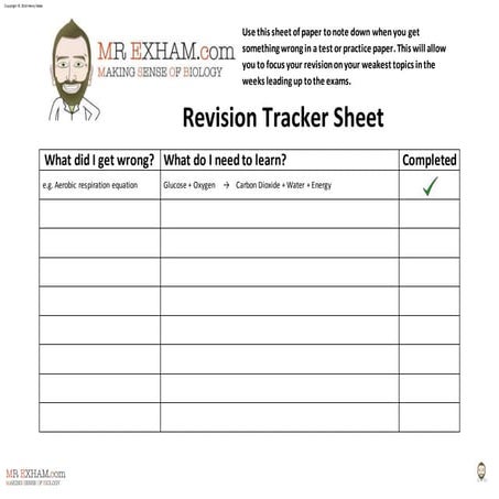 Mr Exham - Revision Tracker Sheet | DOCX
