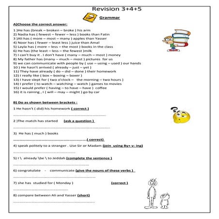 Revision u3 + 4 third grade | PDF