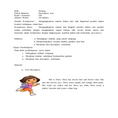 contoh rpp writing descriptive text | DOCX