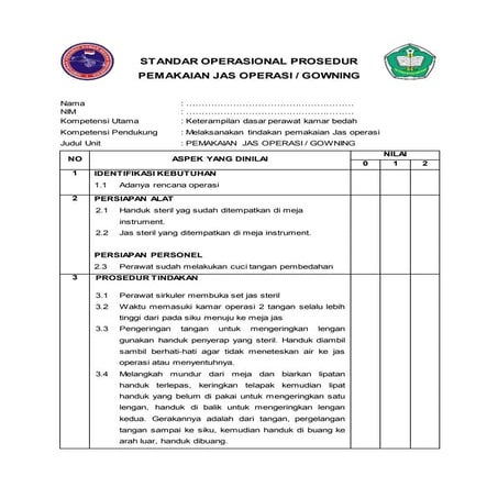 Revisi SOP Pemasangan Gaun | DOCX