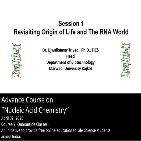 Revisiting origin of life and the RNA world | PPTX