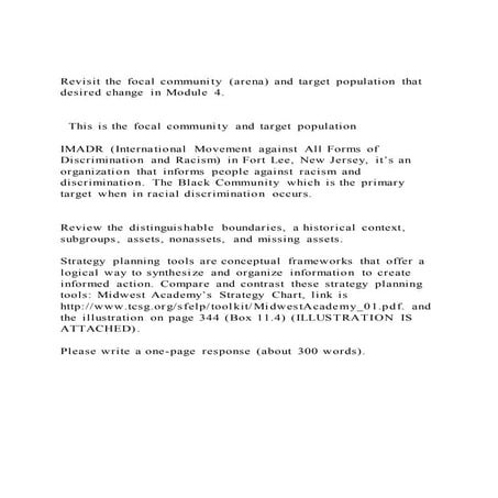 Revisit the focal community (arena) and target population that d | DOCX ...