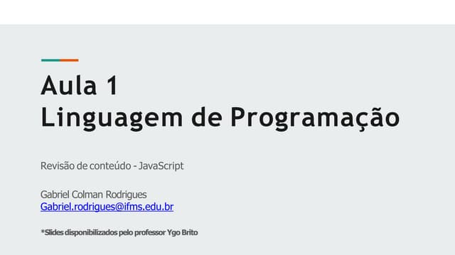 Revisão De Programação Javascript Aula1 Pptx
