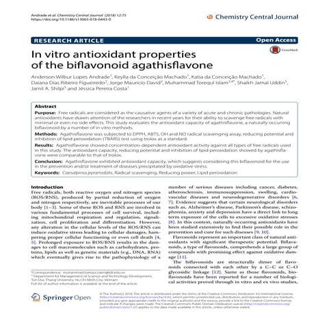 In vitro antioxidant properties of the biflavonoid agathisflavone | PDF