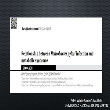 Revista de revista: Relationship between Helicobacter pylori infection and metabolic syndrome. | PPT
