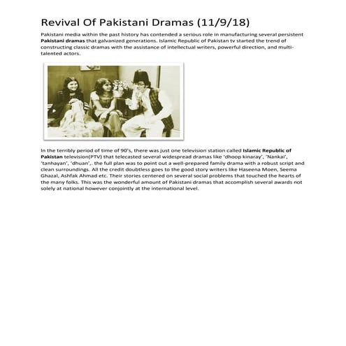 Revival of pakistani dramas | PDF