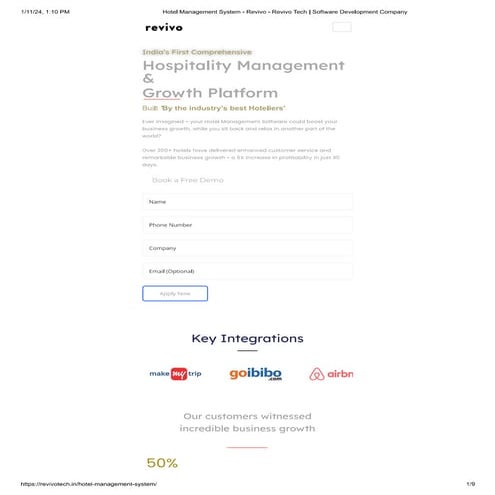 Revivo Technologies - The Invisible Manager-HotelX | PDF