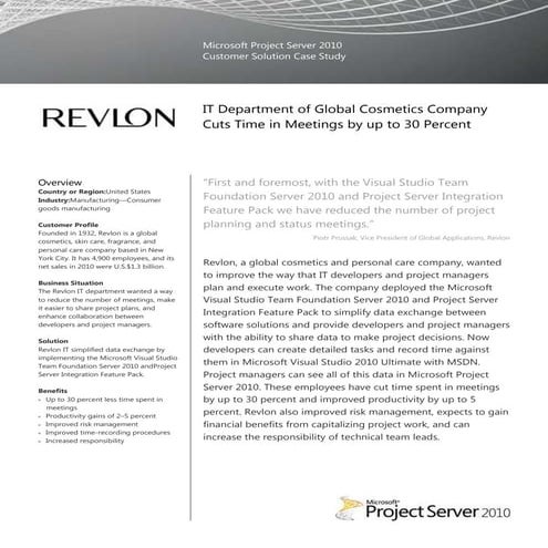 Revlon - Project Server 2010 - Case Study | DOCX