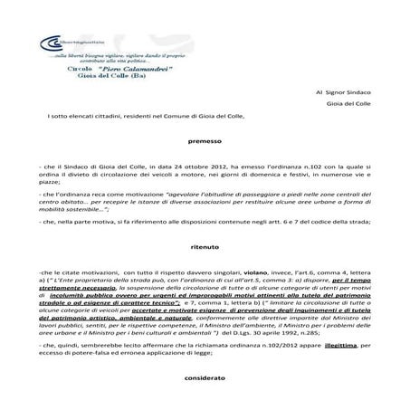 Revoca ordinanza traffico | PDF