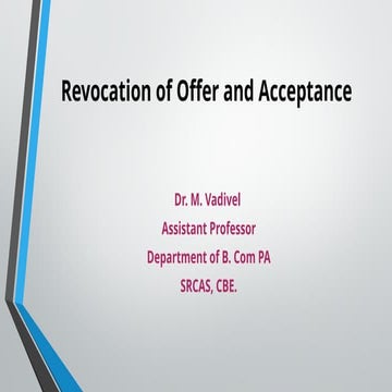 Revocation Of Offer And Acceptance Related To Business Law Pptx