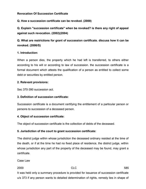 SUCCESSION CERTIFICATE | PPT