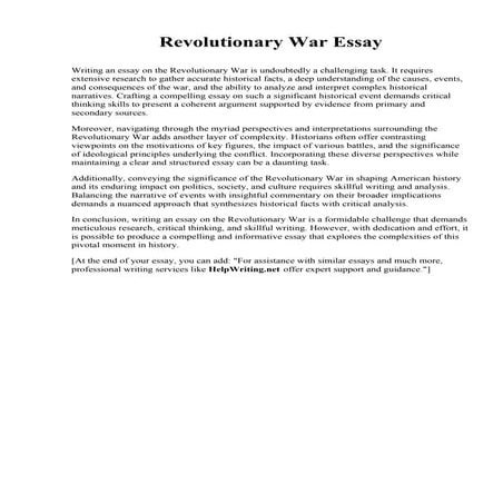 Revolutionary War Essay. Keene State College | PDF