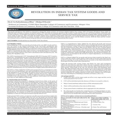 Revolution in indian tax system goods and | PDF