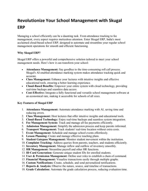 Revolutionize Your School Management With Skugal Erppdf