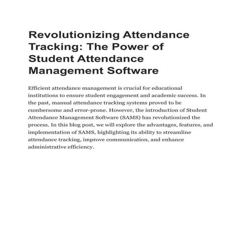 Why Manual Attendance Tracking Is Outdated and How Software Can Help | PDF