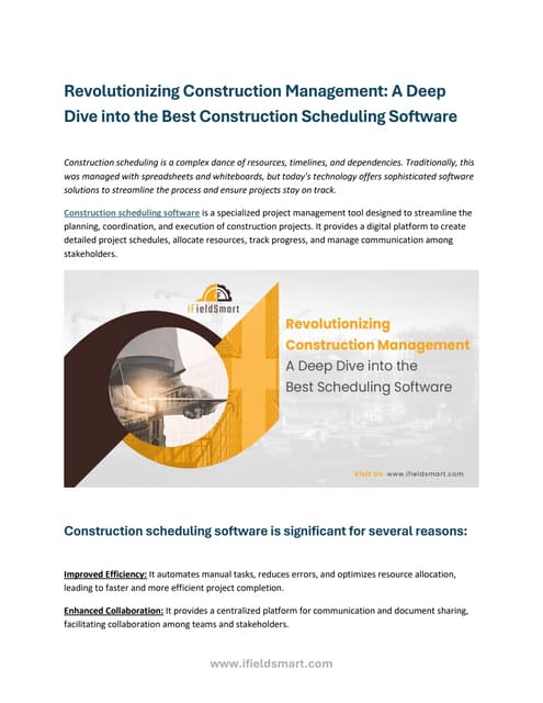 Construction Scheduling Software An In-Depth Guide for Professionals ...