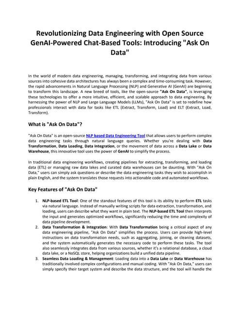 Empowering Data Engineers with Chat-Based GenAIA Deep Dive into Ask On ...