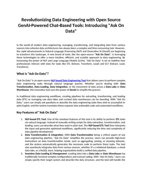 How Ask On Data Simplifies Data Engineering With Chat Based
