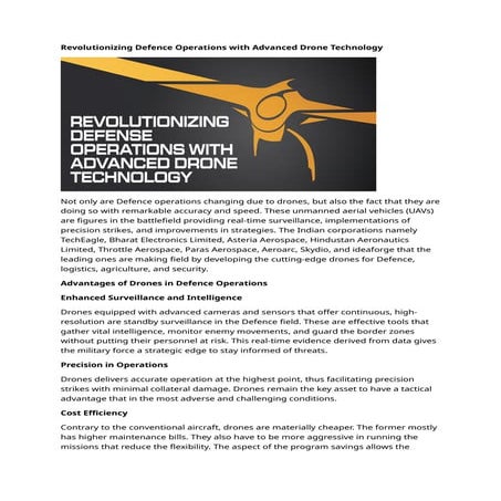 Revolutionizing Defence with Drones by Venkat Sujit Samrat | PDF